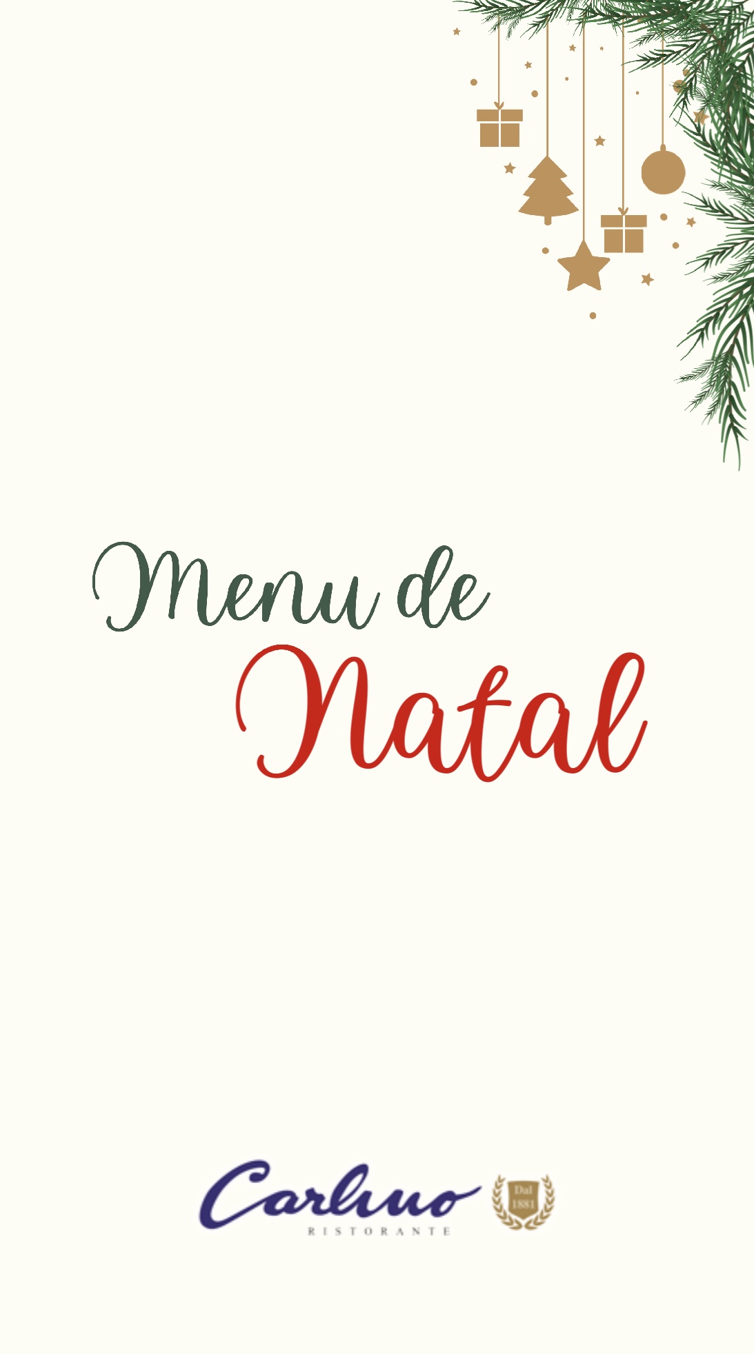 Menu de Natal - Carlino Ristorante